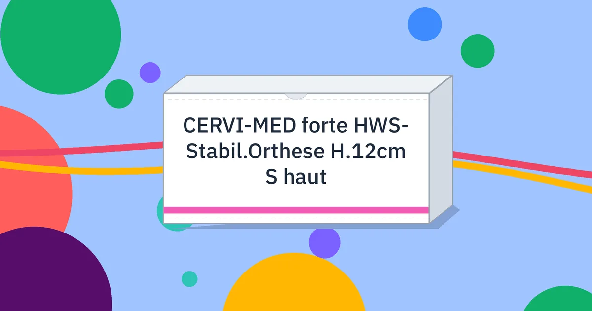 Symbolbild: Packung mit der Aufschrift CERVI-MED forte HWS-Stabil.Orthese H.12cm S haut (PZN 20309685) – Verfügbarkeit und Bezug in Apotheken in Frankfurt am Main