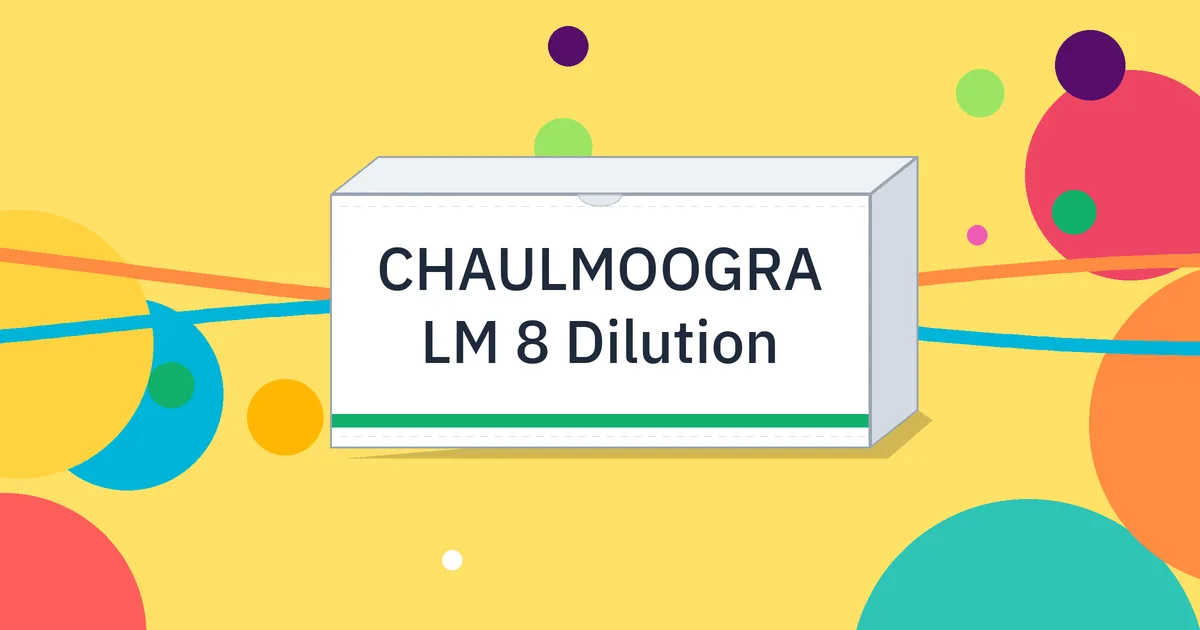 Symbolbild: Packung mit der Aufschrift CHAULMOOGRA LM 8 Dilution (PZN 13438927) – Verfügbarkeit und Bezug in Apotheken in Frankfurt am Main
