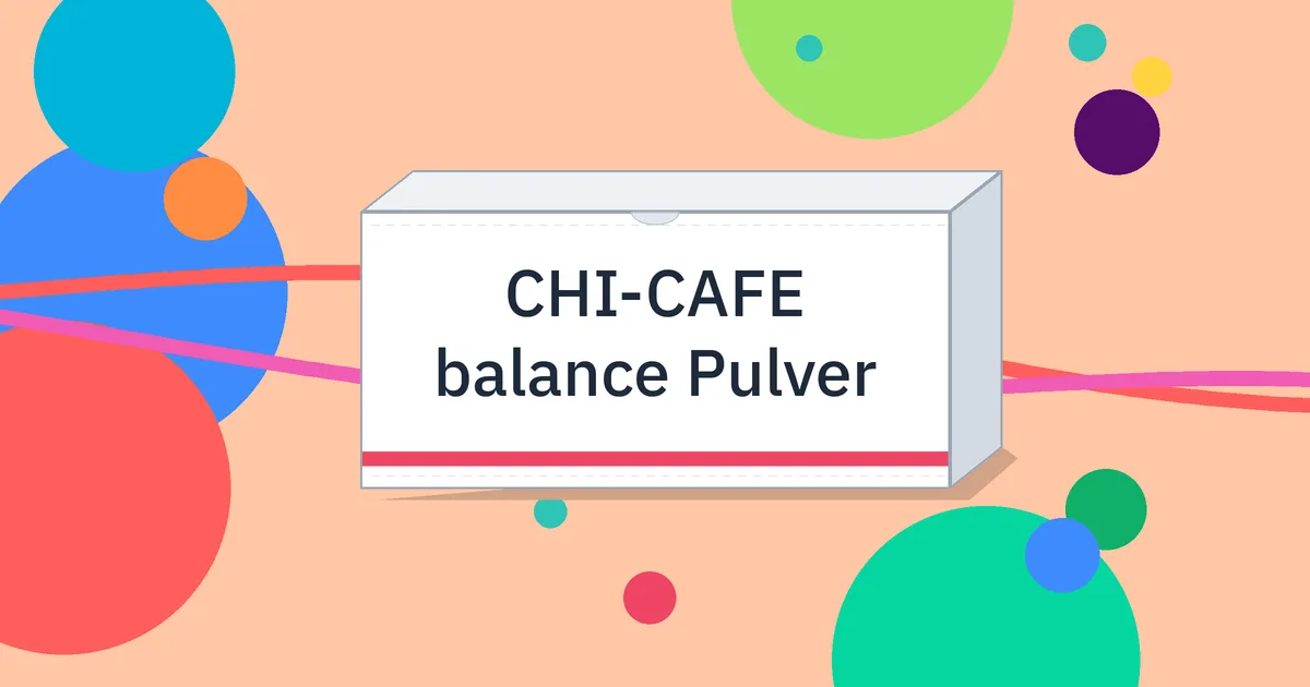 Symbolbild: Packung mit der Aufschrift CHI-CAFE balance Pulver (PZN 08885765) – Verfügbarkeit und Bezug in Apotheken in Frankfurt am Main