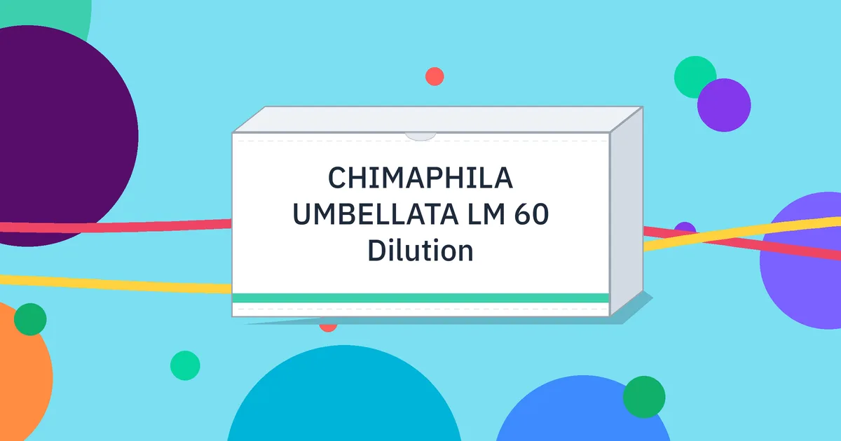 Symbolbild: Packung mit der Aufschrift CHIMAPHILA UMBELLATA LM 60 Dilution (PZN 12813642) – Verfügbarkeit und Bezug in Apotheken in Frankfurt am Main