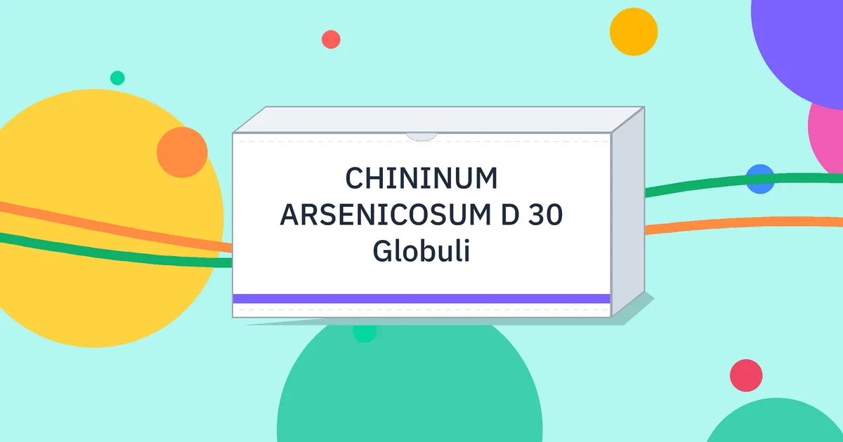 Symbolbild: Packung mit der Aufschrift CHININUM ARSENICOSUM D 30 Globuli (PZN 08479261) – Verfügbarkeit und Bezug in Apotheken in Frankfurt am Main