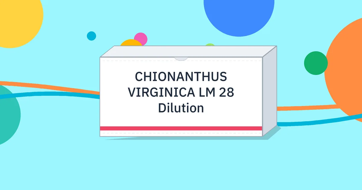 Symbolbild: Packung mit der Aufschrift CHIONANTHUS VIRGINICA LM 28 Dilution (PZN 13443348) – Verfügbarkeit und Bezug in Apotheken in Frankfurt am Main