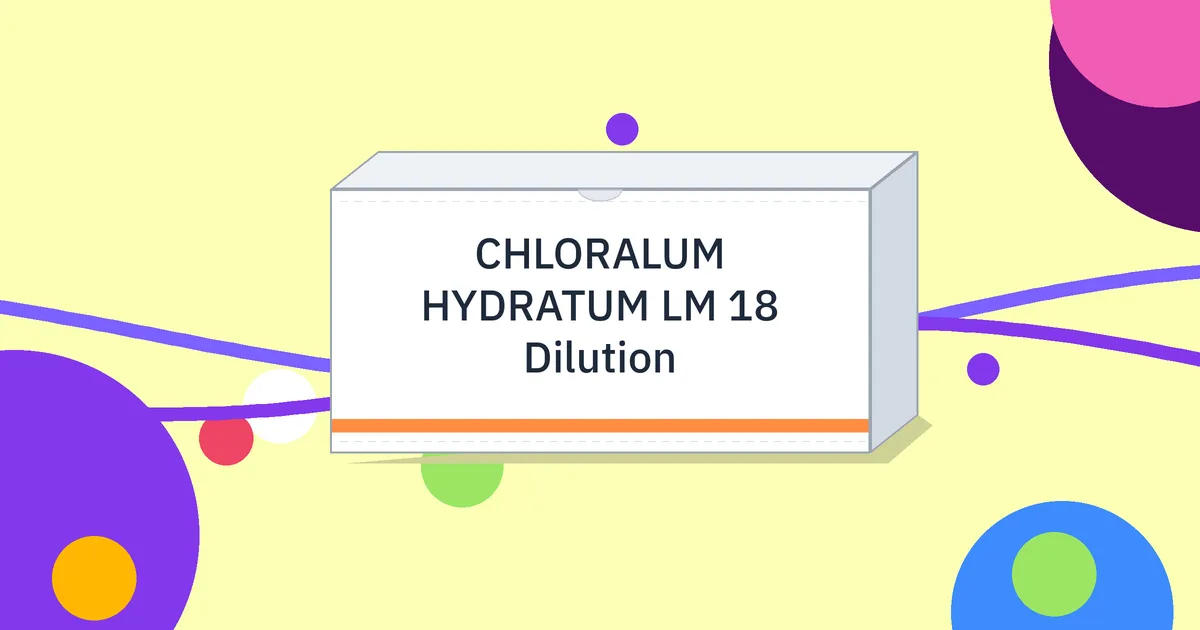 Symbolbild: Packung mit der Aufschrift CHLORALUM HYDRATUM LM 18 Dilution (PZN 13444164) – Verfügbarkeit und Bezug in Apotheken in Frankfurt am Main