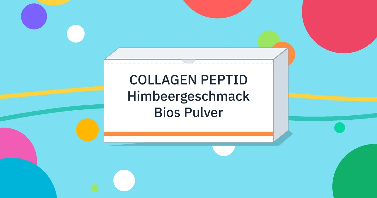 Symbolbild: Packung mit der Aufschrift COLLAGEN PEPTID Himbeergeschmack Bios Pulver (PZN 20777802) – Verfügbarkeit und Bezug in Apotheken in Frankfurt am Main