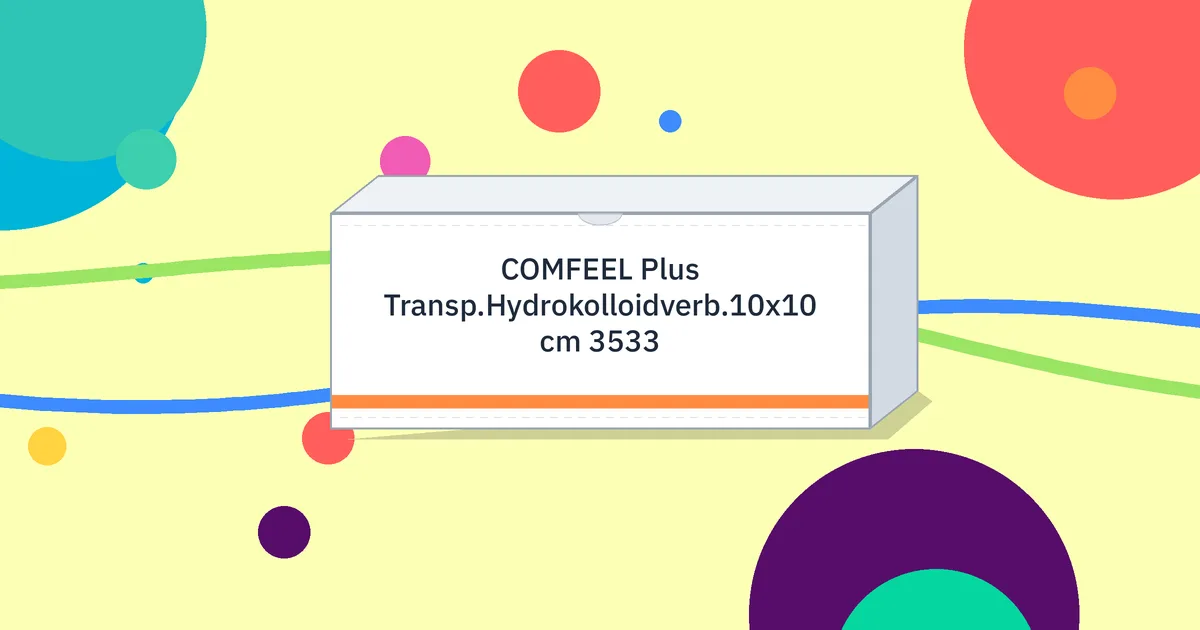 Symbolbild: Packung mit der Aufschrift COMFEEL Plus Transp.Hydrokolloidverb.10x10 cm 3533 (PZN 01298177) – Verfügbarkeit und Bezug in Apotheken in Frankfurt am Main