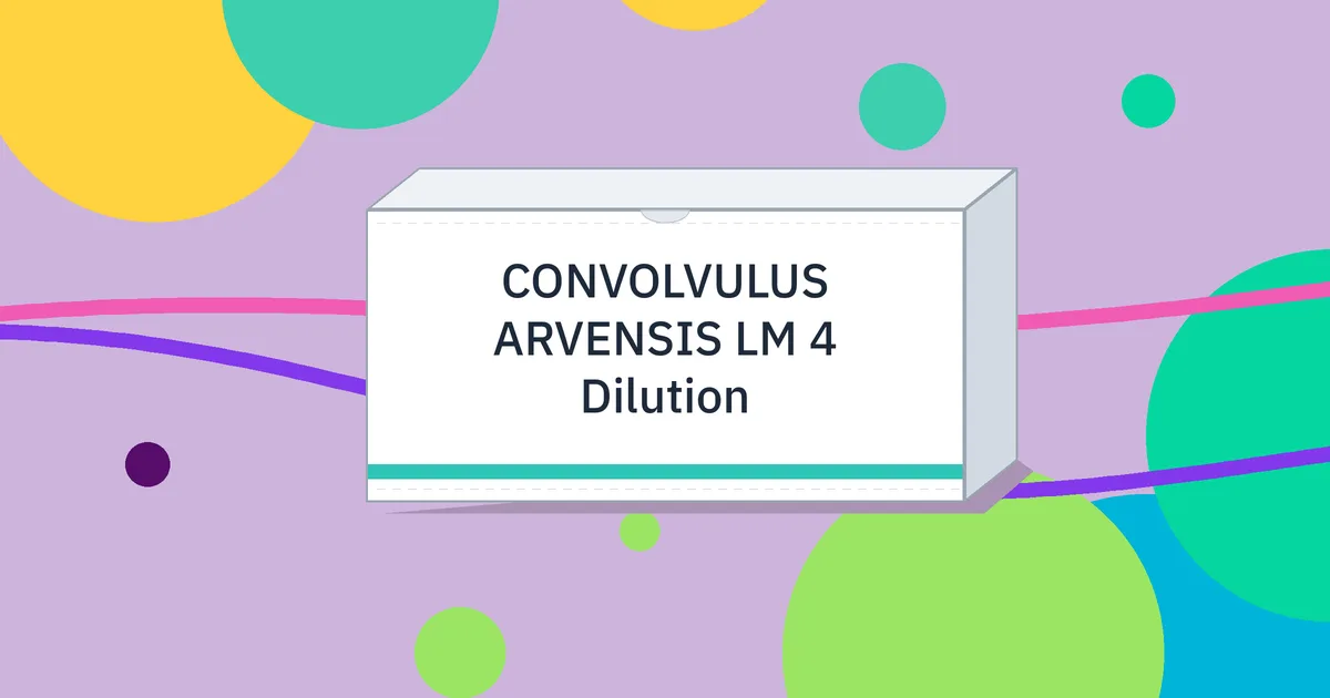 Symbolbild: Packung mit der Aufschrift CONVOLVULUS ARVENSIS LM 4 Dilution (PZN 13450058) – Verfügbarkeit und Bezug in Apotheken in Frankfurt am Main