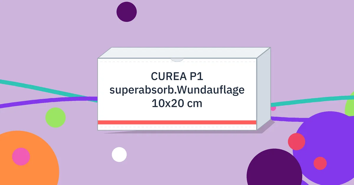 Symbolbild: Packung mit der Aufschrift CUREA P1 superabsorb.Wundauflage 10x20 cm (PZN 06563307) – Verfügbarkeit und Bezug in Apotheken in Frankfurt am Main
