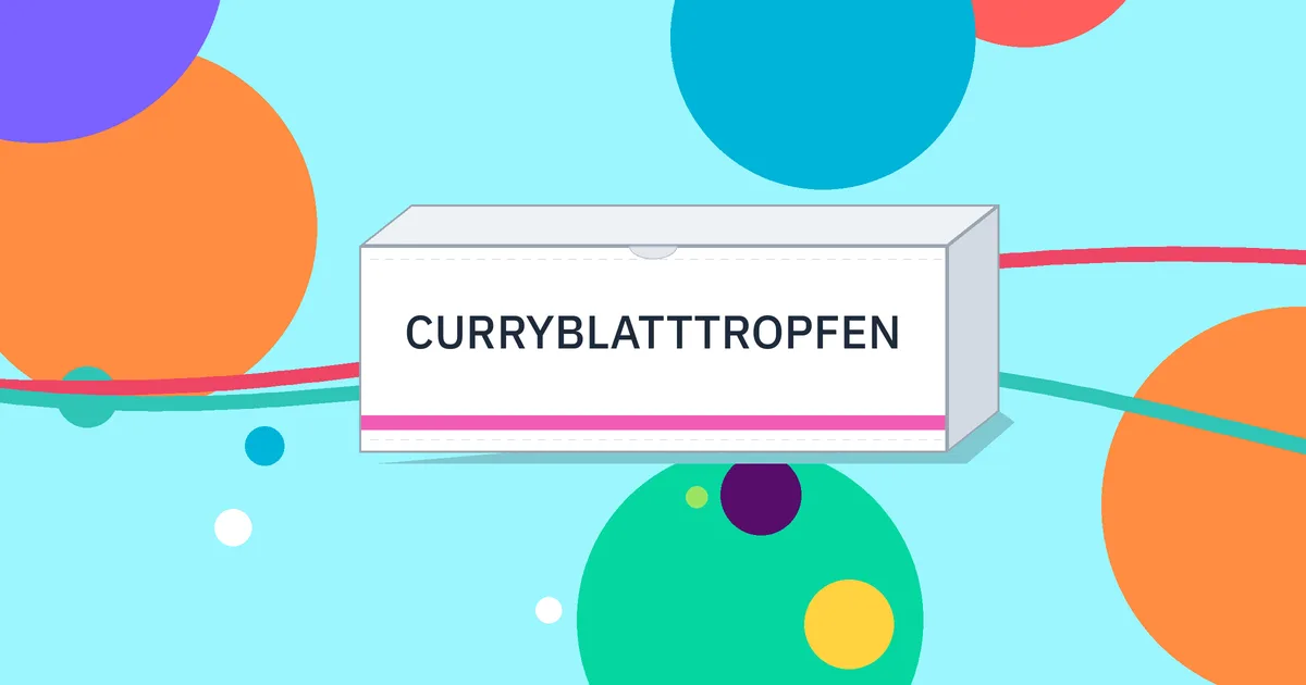 Symbolbild: Packung mit der Aufschrift CURRYBLATTTROPFEN (PZN 15191537) – Verfügbarkeit und Bezug in Apotheken in Frankfurt am Main