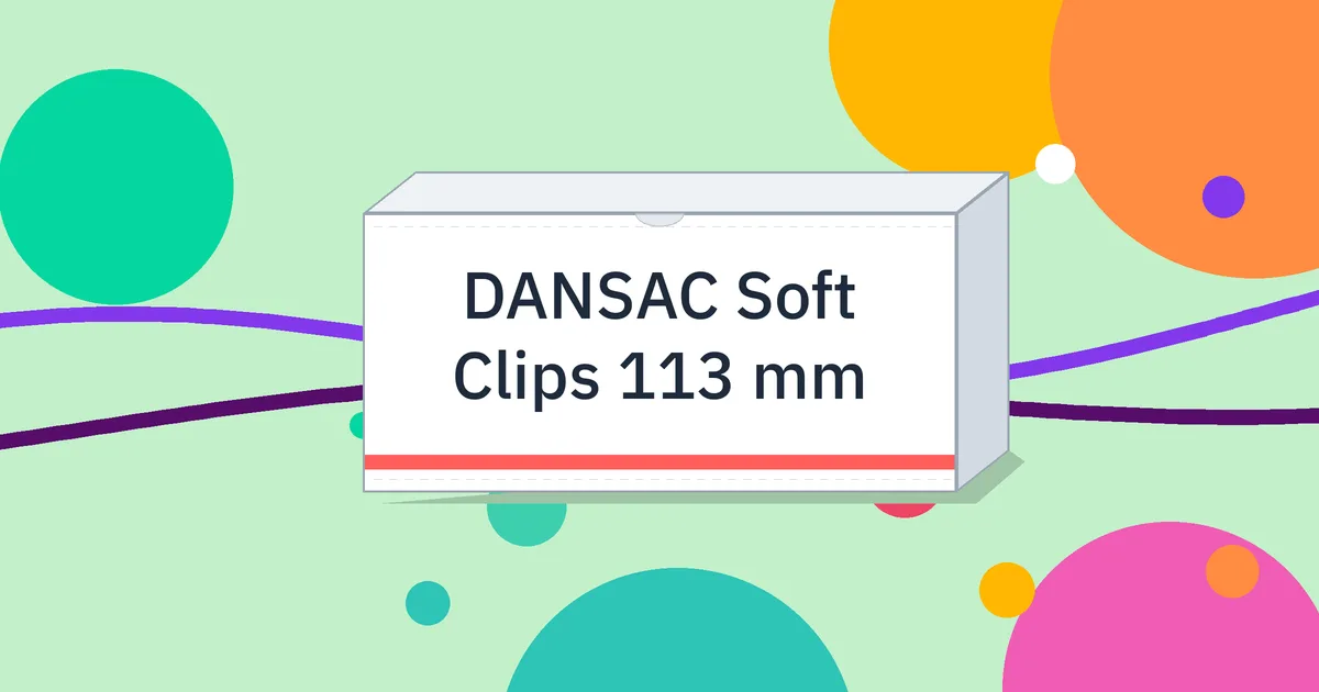 Symbolbild: Packung mit der Aufschrift DANSAC Soft Clips 113 mm (PZN 12371109) – Verfügbarkeit und Bezug in Apotheken in Frankfurt am Main