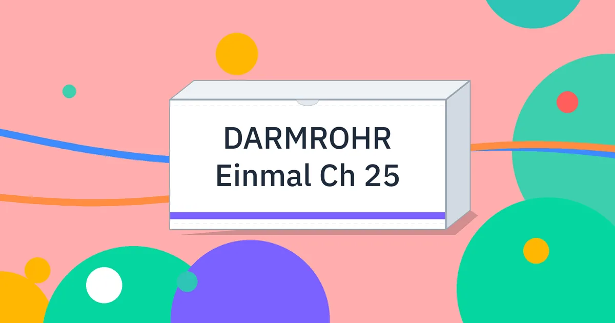 Symbolbild: Packung mit der Aufschrift DARMROHR Einmal Ch 25 (PZN 01235490) – Verfügbarkeit und Bezug in Apotheken in Frankfurt am Main