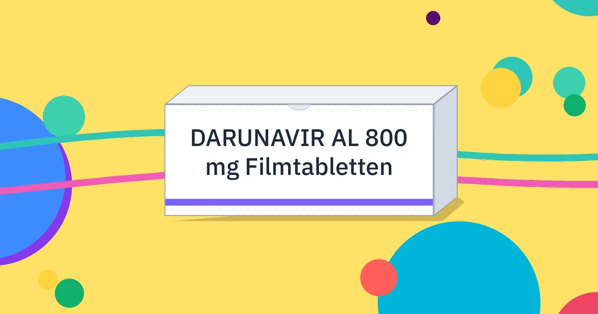 Symbolbild: Packung mit der Aufschrift DARUNAVIR AL 800 mg Filmtabletten (PZN 14407320) – Verfügbarkeit und Bezug in Apotheken in Frankfurt am Main