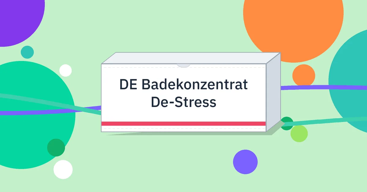 Symbolbild: Packung mit der Aufschrift DE Badekonzentrat De-Stress (PZN 18767328) – Verfügbarkeit und Bezug in Apotheken in Frankfurt am Main