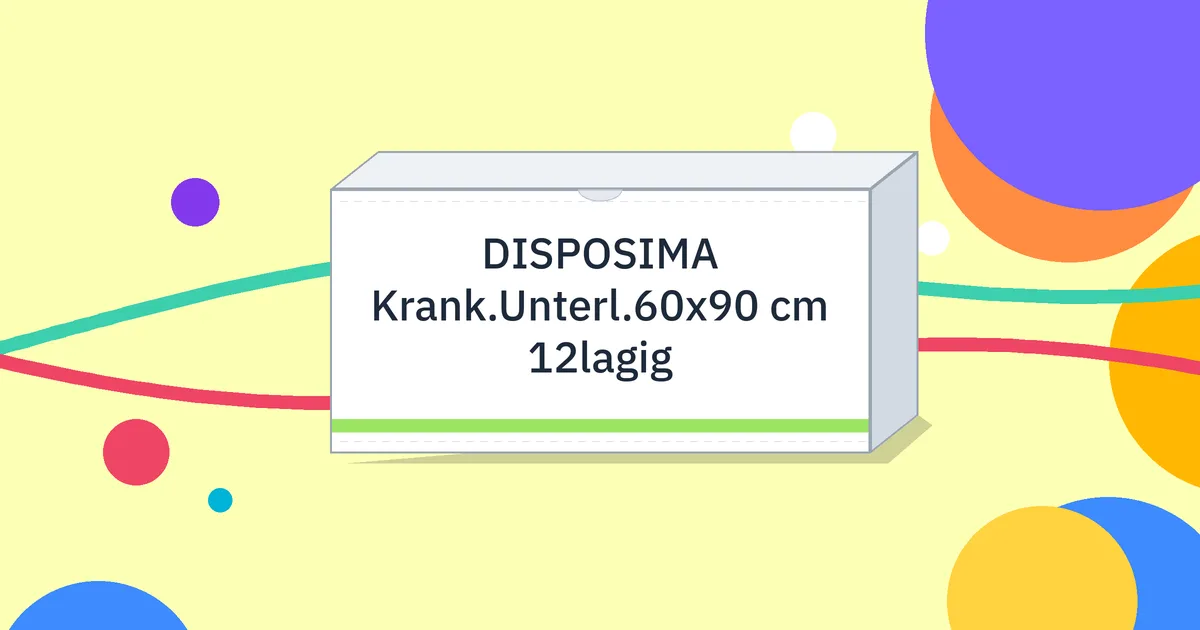 Symbolbild: Packung mit der Aufschrift DISPOSIMA Krank.Unterl.60x90 cm 12lagig (PZN 15997766) – Verfügbarkeit und Bezug in Apotheken in Frankfurt am Main