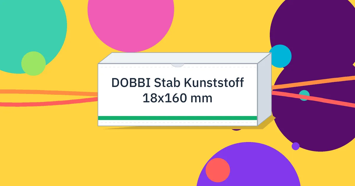 Symbolbild: Packung mit der Aufschrift DOBBI Stab Kunststoff 18x160 mm (PZN 05451894) – Verfügbarkeit und Bezug in Apotheken in Frankfurt am Main