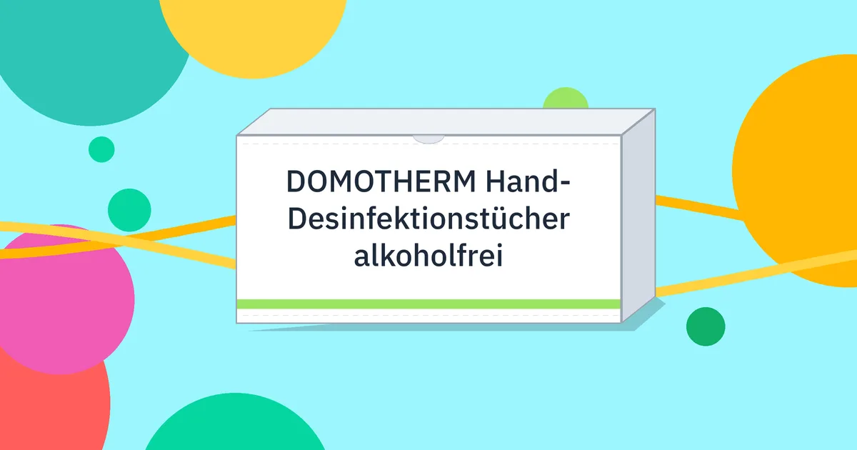 Symbolbild: Packung mit der Aufschrift DOMOTHERM Hand-Desinfektionstücher alkoholfrei (PZN 19774721) – Verfügbarkeit und Bezug in Apotheken in Frankfurt am Main