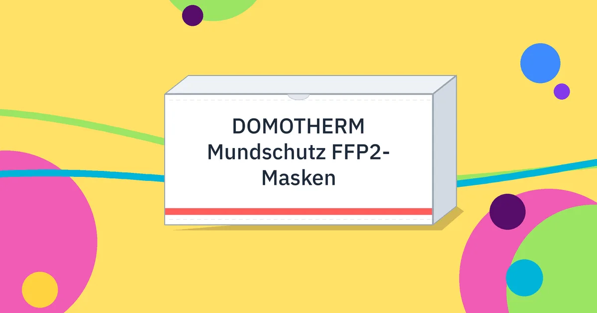 Symbolbild: Packung mit der Aufschrift DOMOTHERM Mundschutz FFP2-Masken (PZN 17380395) – Verfügbarkeit und Bezug in Apotheken in Frankfurt am Main