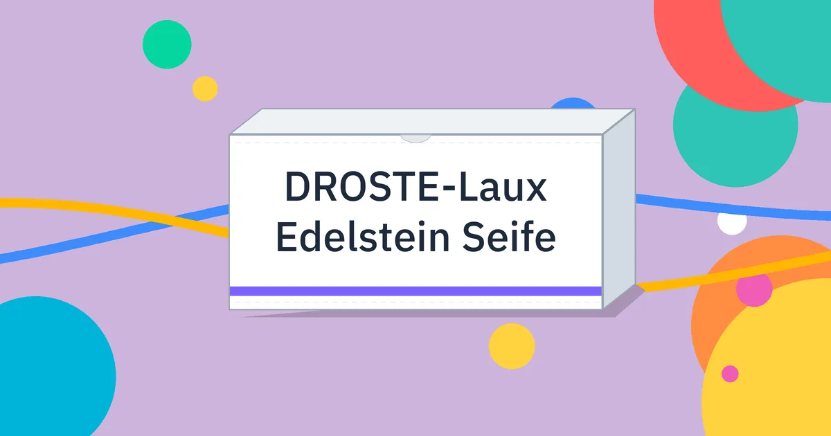 Symbolbild: Packung mit der Aufschrift DROSTE-Laux Edelstein Seife (PZN 19958295) – Verfügbarkeit und Bezug in Apotheken in Frankfurt am Main