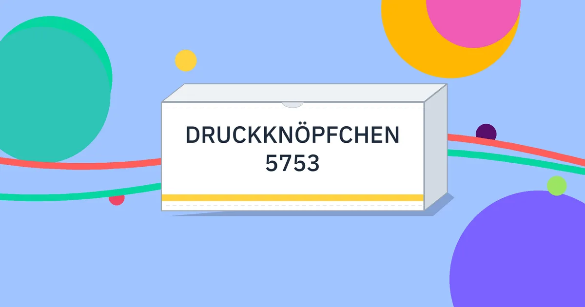 Symbolbild: Packung mit der Aufschrift DRUCKKNÖPFCHEN 5753 (PZN 07138693) – Verfügbarkeit und Bezug in Apotheken in Frankfurt am Main