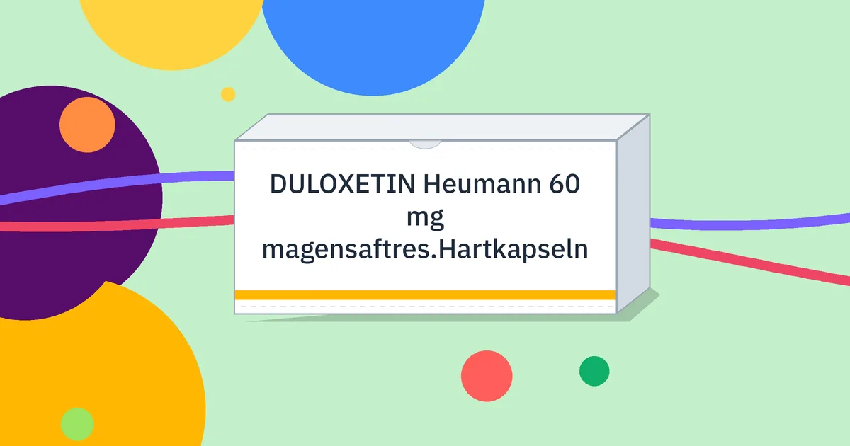Symbolbild: Packung mit der Aufschrift DULOXETIN Heumann 60 mg magensaftres.Hartkapseln (PZN 10785663) – Verfügbarkeit und Bezug in Apotheken in Frankfurt am Main