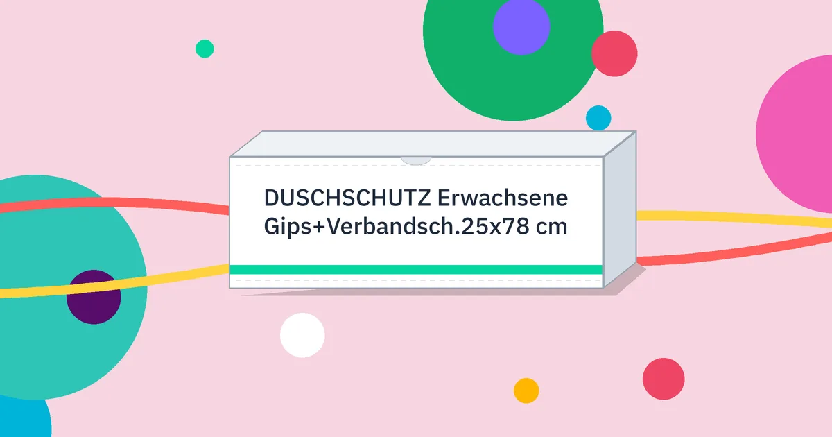Symbolbild: Packung mit der Aufschrift DUSCHSCHUTZ Erwachsene Gips+Verbandsch.25x78 cm (PZN 11147605) – Verfügbarkeit und Bezug in Apotheken in Frankfurt am Main