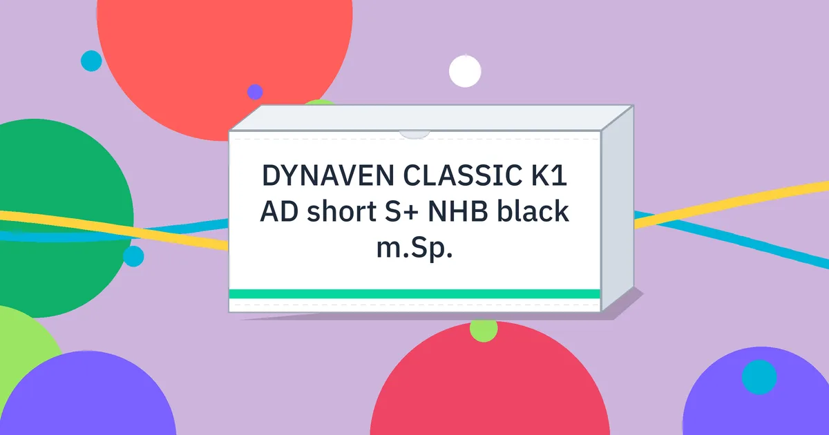 Symbolbild: Packung mit der Aufschrift DYNAVEN CLASSIC K1 AD short S+ NHB black m.Sp. (PZN 18415090) – Verfügbarkeit und Bezug in Apotheken in Frankfurt am Main