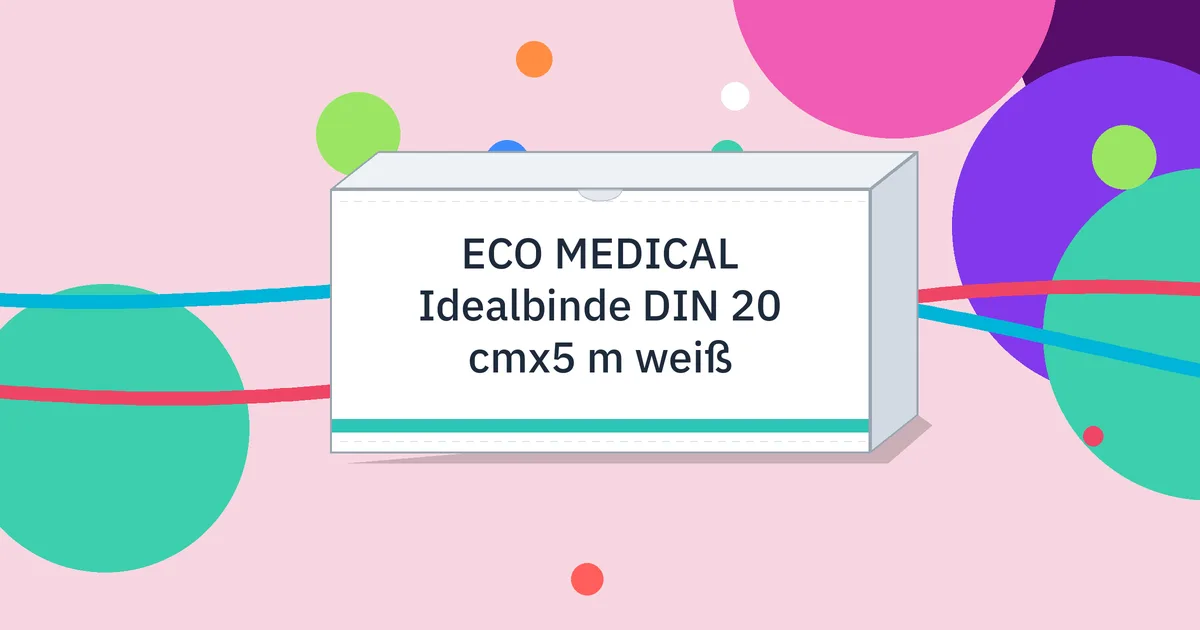 Symbolbild: Packung mit der Aufschrift ECO MEDICAL Idealbinde DIN 20 cmx5 m weiß (PZN 08644760) – Verfügbarkeit und Bezug in Apotheken in Frankfurt am Main