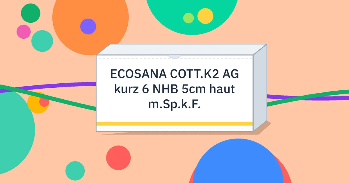 Symbolbild: Packung mit der Aufschrift ECOSANA COTT.K2 AG kurz 6 NHB 5cm haut m.Sp.k.F. (PZN 16950927) – Verfügbarkeit und Bezug in Apotheken in Frankfurt am Main