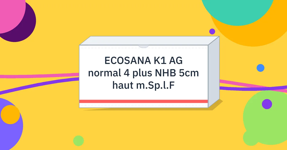 Symbolbild: Packung mit der Aufschrift ECOSANA K1 AG normal 4 plus NHB 5cm haut m.Sp.l.F (PZN 04728655) – Verfügbarkeit und Bezug in Apotheken in Frankfurt am Main
