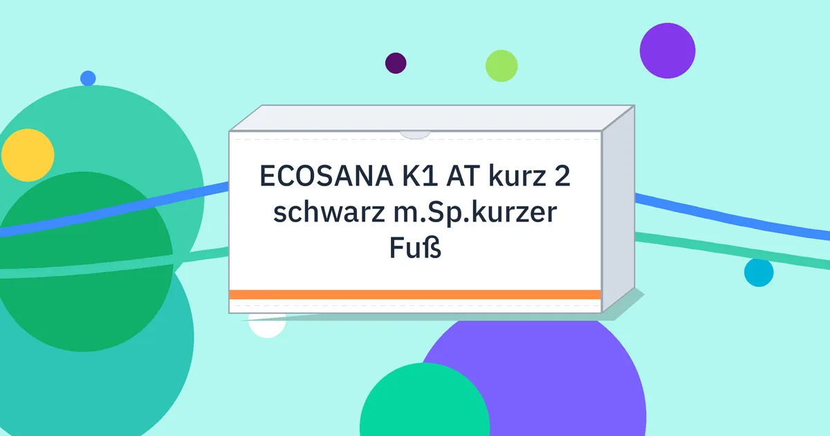 Symbolbild: Packung mit der Aufschrift ECOSANA K1 AT kurz 2 schwarz m.Sp.kurzer Fuß (PZN 04731350) – Verfügbarkeit und Bezug in Apotheken in Frankfurt am Main