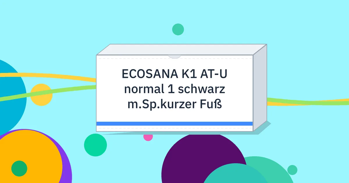 Symbolbild: Packung mit der Aufschrift ECOSANA K1 AT-U normal 1 schwarz m.Sp.kurzer Fuß (PZN 04732510) – Verfügbarkeit und Bezug in Apotheken in Frankfurt am Main