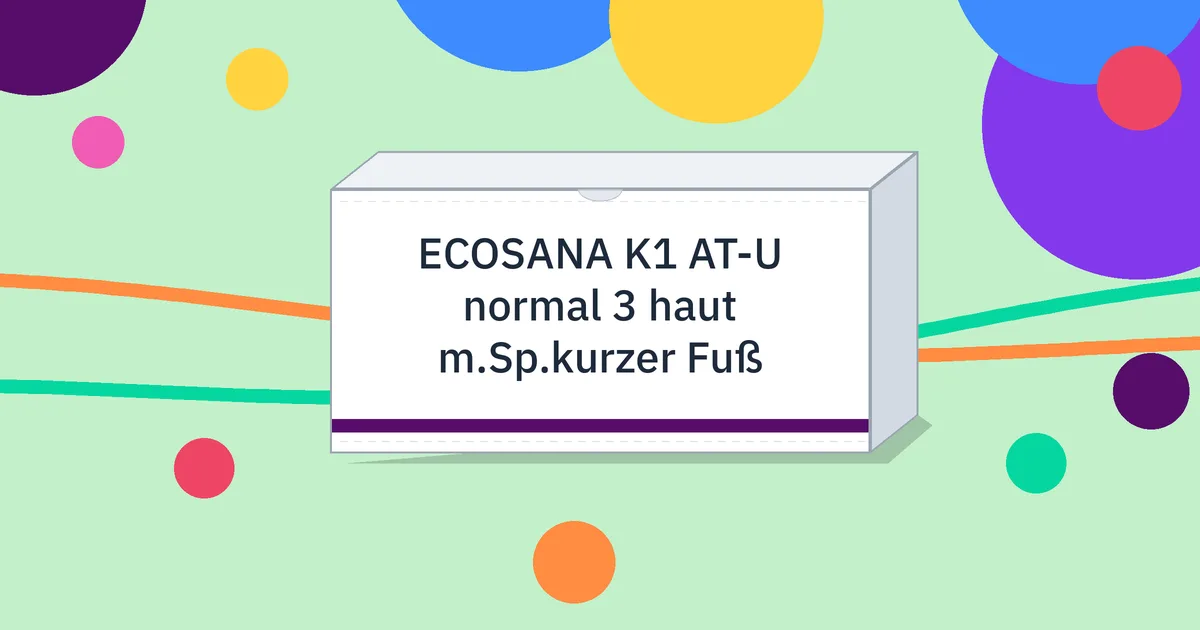 Symbolbild: Packung mit der Aufschrift ECOSANA K1 AT-U normal 3 haut m.Sp.kurzer Fuß (PZN 04733863) – Verfügbarkeit und Bezug in Apotheken in Frankfurt am Main