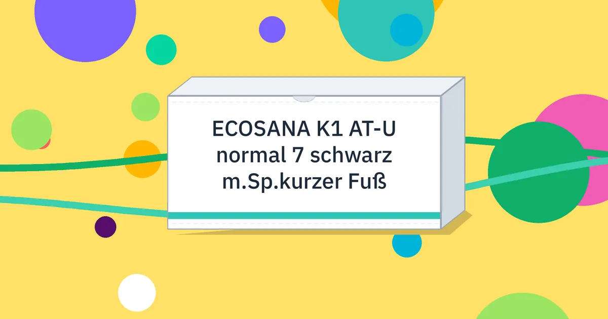 Symbolbild: Packung mit der Aufschrift ECOSANA K1 AT-U normal 7 schwarz m.Sp.kurzer Fuß (PZN 04735477) – Verfügbarkeit und Bezug in Apotheken in Frankfurt am Main