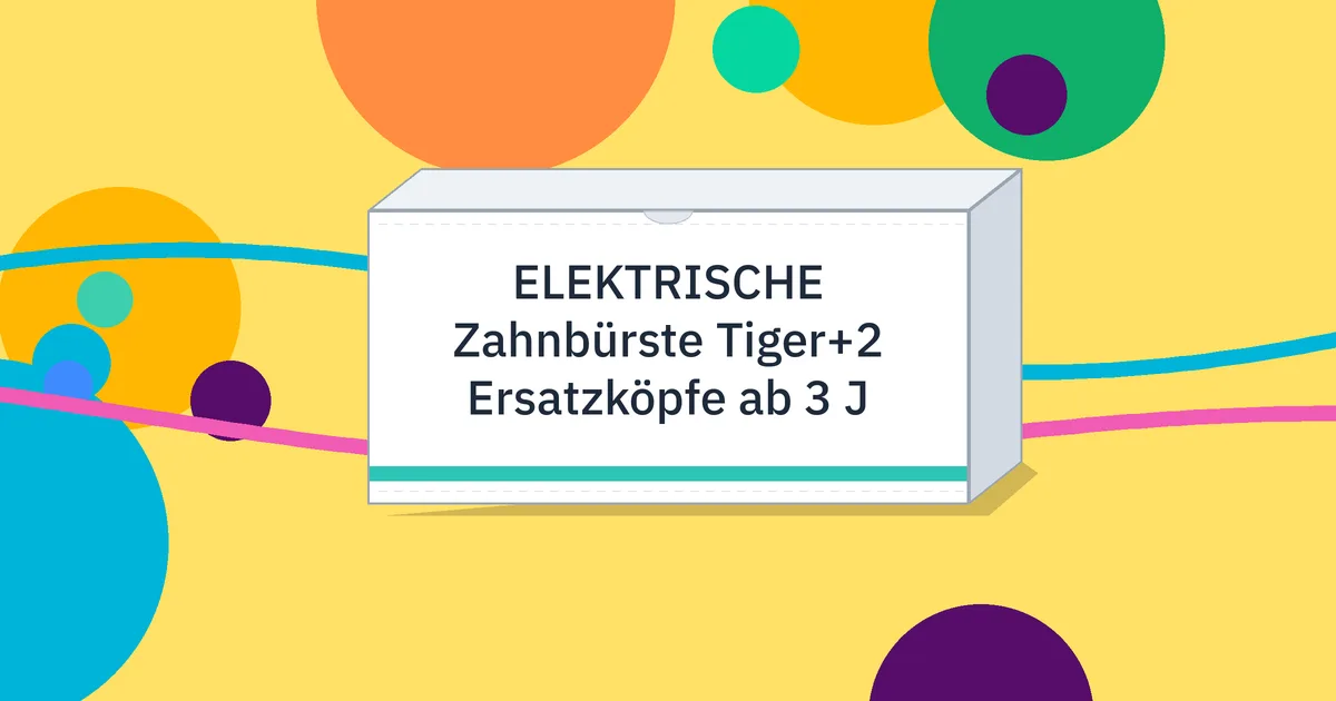 Symbolbild: Packung mit der Aufschrift ELEKTRISCHE Zahnbürste Tiger+2 Ersatzköpfe ab 3 J (PZN 20843858) – Verfügbarkeit und Bezug in Apotheken in Frankfurt am Main