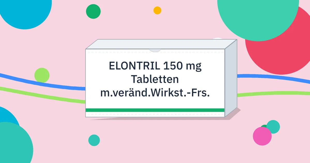 Symbolbild: Packung mit der Aufschrift ELONTRIL 150 mg Tabletten m.veränd.Wirkst.-Frs. (PZN 14288849) – Verfügbarkeit und Bezug in Apotheken in Frankfurt am Main