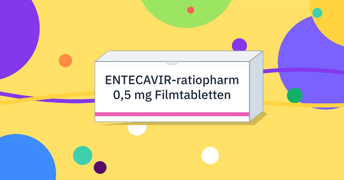 Symbolbild: Packung mit der Aufschrift ENTECAVIR-ratiopharm 0,5 mg Filmtabletten (PZN 12376472) – Verfügbarkeit und Bezug in Apotheken in Frankfurt am Main
