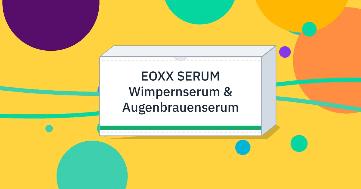 Symbolbild: Packung mit der Aufschrift EOXX SERUM Wimpernserum & Augenbrauenserum (PZN 15886481) – Verfügbarkeit und Bezug in Apotheken in Frankfurt am Main