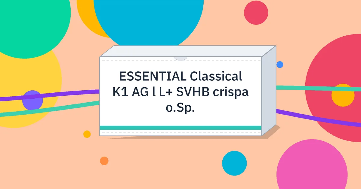 Symbolbild: Packung mit der Aufschrift ESSENTIAL Classical K1 AG l L+ SVHB crispa o.Sp. (PZN 18420323) – Verfügbarkeit und Bezug in Apotheken in Frankfurt am Main