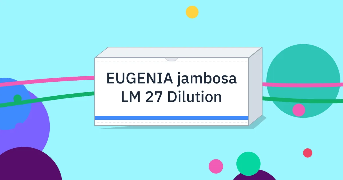 Symbolbild: Packung mit der Aufschrift EUGENIA jambosa LM 27 Dilution (PZN 13481107) – Verfügbarkeit und Bezug in Apotheken in Frankfurt am Main