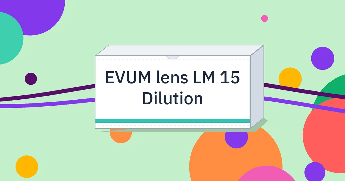 Symbolbild: Packung mit der Aufschrift EVUM lens LM 15 Dilution (PZN 13485134) – Verfügbarkeit und Bezug in Apotheken in Frankfurt am Main