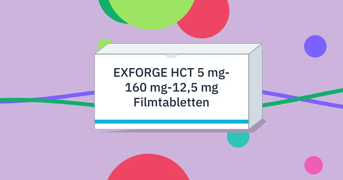 Symbolbild: Packung mit der Aufschrift EXFORGE HCT 5 mg-160 mg-12,5 mg Filmtabletten (PZN 11150576) – Verfügbarkeit und Bezug in Apotheken in Frankfurt am Main
