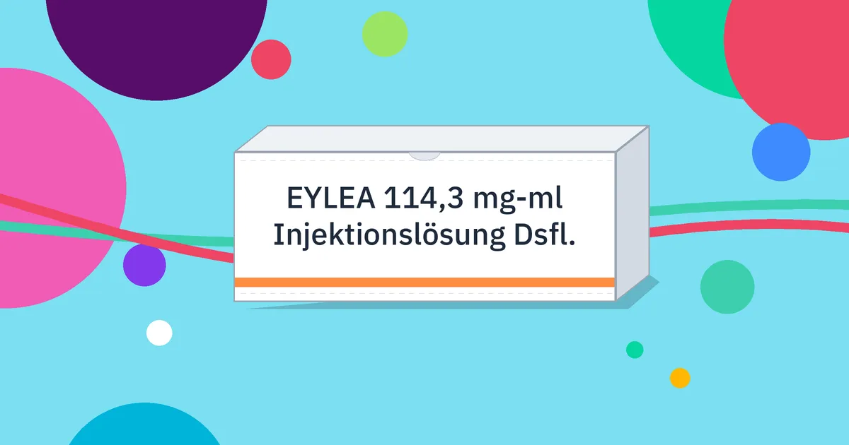 Symbolbild: Packung mit der Aufschrift EYLEA 114,3 mg-ml Injektionslösung Dsfl. (PZN 19265965) – Verfügbarkeit und Bezug in Apotheken in Frankfurt am Main