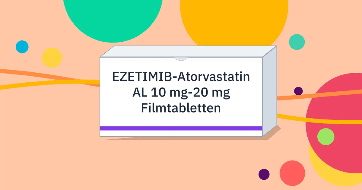 Symbolbild: Packung mit der Aufschrift EZETIMIB-Atorvastatin AL 10 mg-20 mg Filmtabletten (PZN 19181168) – Verfügbarkeit und Bezug in Apotheken in Frankfurt am Main