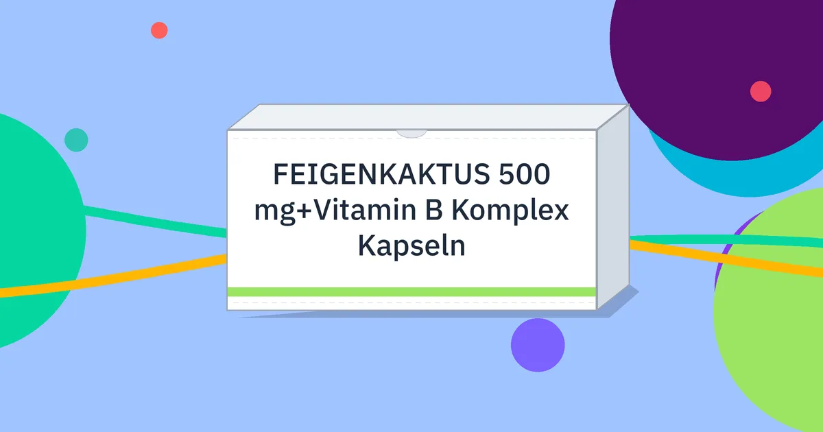 Symbolbild: Packung mit der Aufschrift FEIGENKAKTUS 500 mg+Vitamin B Komplex Kapseln (PZN 11668273) – Verfügbarkeit und Bezug in Apotheken in Frankfurt am Main