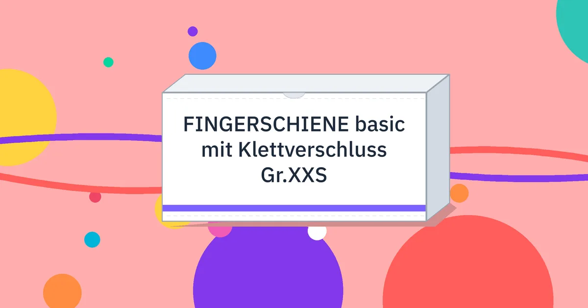 Symbolbild: Packung mit der Aufschrift FINGERSCHIENE basic mit Klettverschluss Gr.XXS (PZN 12775249) – Verfügbarkeit und Bezug in Apotheken in Frankfurt am Main