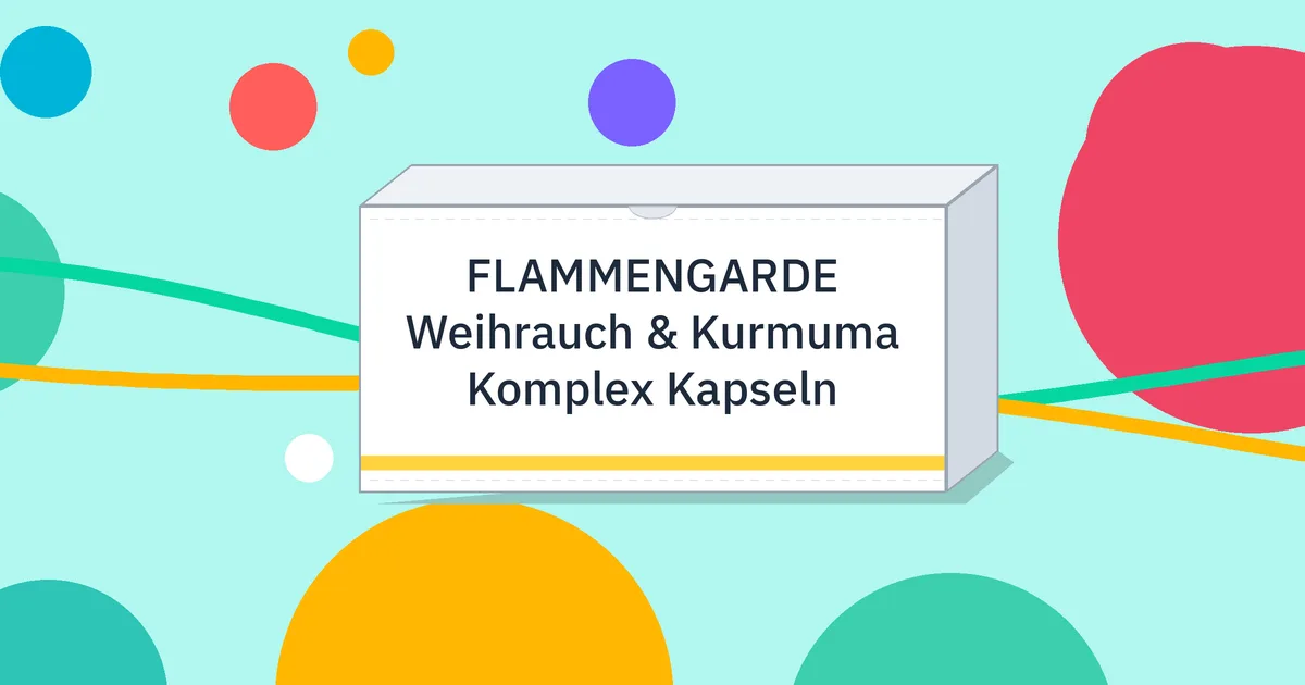 Symbolbild: Packung mit der Aufschrift FLAMMENGARDE Weihrauch & Kurmuma Komplex Kapseln (PZN 17375460) – Verfügbarkeit und Bezug in Apotheken in Frankfurt am Main