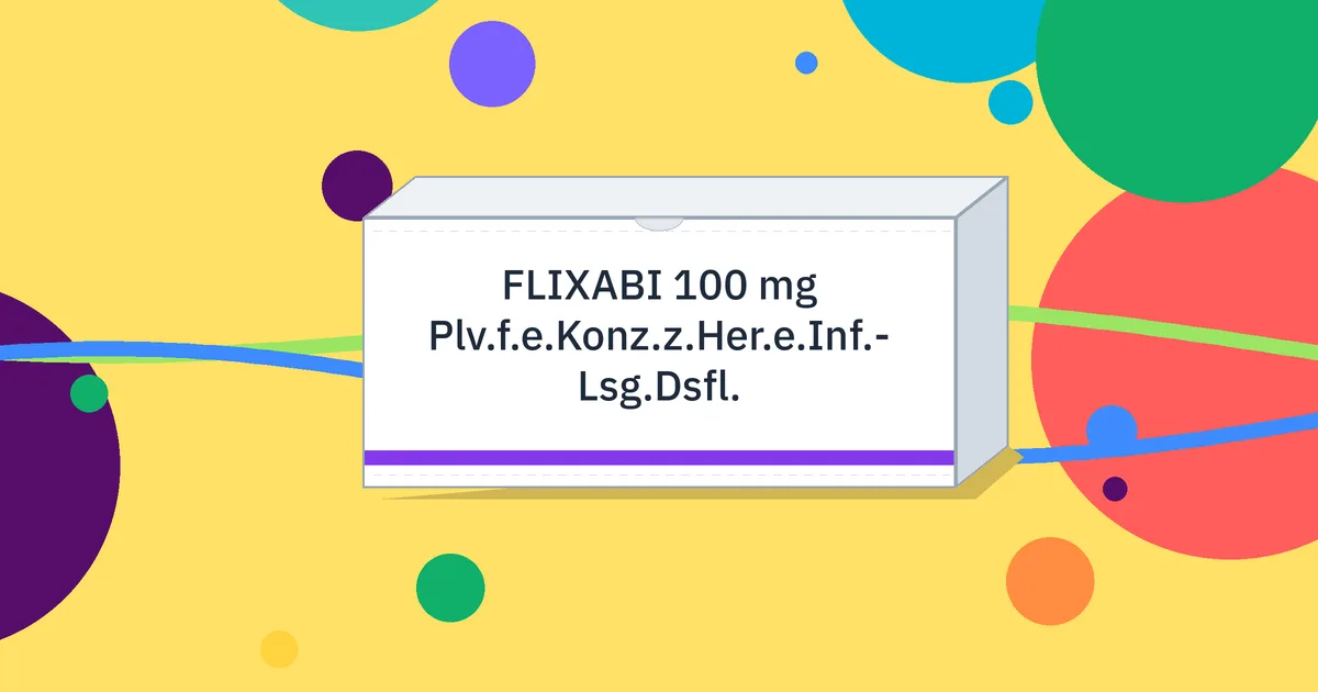 Symbolbild: Packung mit der Aufschrift FLIXABI 100 mg Plv.f.e.Konz.z.Her.e.Inf.-Lsg.Dsfl. (PZN 13716160) – Verfügbarkeit und Bezug in Apotheken in Frankfurt am Main