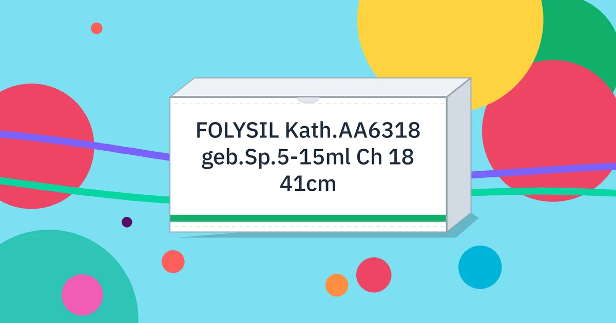 Symbolbild: Packung mit der Aufschrift FOLYSIL Kath.AA6318 geb.Sp.5-15ml Ch 18 41cm (PZN 00151644) – Verfügbarkeit und Bezug in Apotheken in Frankfurt am Main