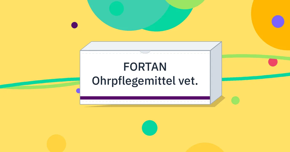 Symbolbild: Packung mit der Aufschrift FORTAN Ohrpflegemittel vet. (PZN 00393494) – Verfügbarkeit und Bezug in Apotheken in Frankfurt am Main