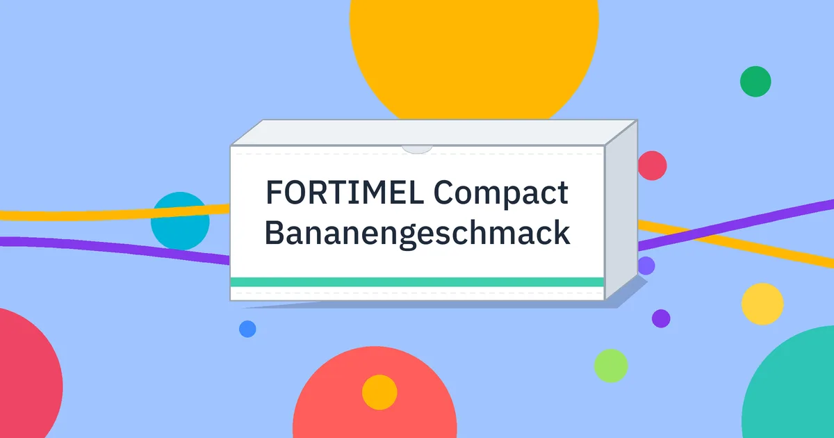 Symbolbild: Packung mit der Aufschrift FORTIMEL Compact Bananengeschmack (PZN 09265929) – Verfügbarkeit und Bezug in Apotheken in Frankfurt am Main