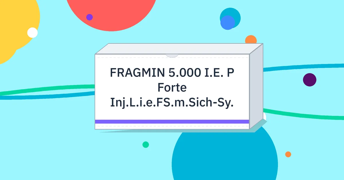 Symbolbild: Packung mit der Aufschrift FRAGMIN 5.000 I.E. P Forte Inj.L.i.e.FS.m.Sich-Sy. (PZN 10386667) – Verfügbarkeit und Bezug in Apotheken in Frankfurt am Main